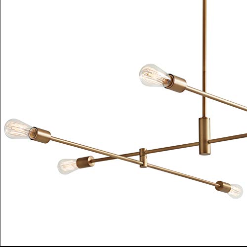 Amazon Brand β Rivet Mid-Century Modern Metal Rod Ceiling Pendant Light Chandelier - 48.9" x 42.6" x 43. 1", Brass