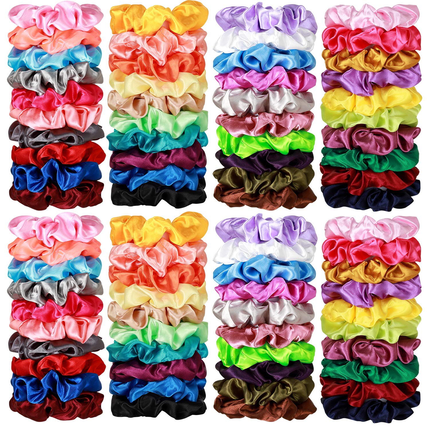 80 Pcs Silk Satin Hair Scrunchies 40 color Hair Bobbles Ponytail Holder Hair Accessories Scrunchy Solid Color Hair Ties