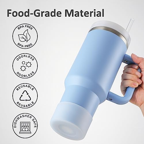 2 PACK Silicone Boot and 2 PACK Silicone Straws for Stanley Quencher H2.0 40 oz Tumbler with Handle & IceFlow 20oz 30oz, Clear Reusable Straw & Bottom Sleeve Cover Set, Cup Accessories for Stanley