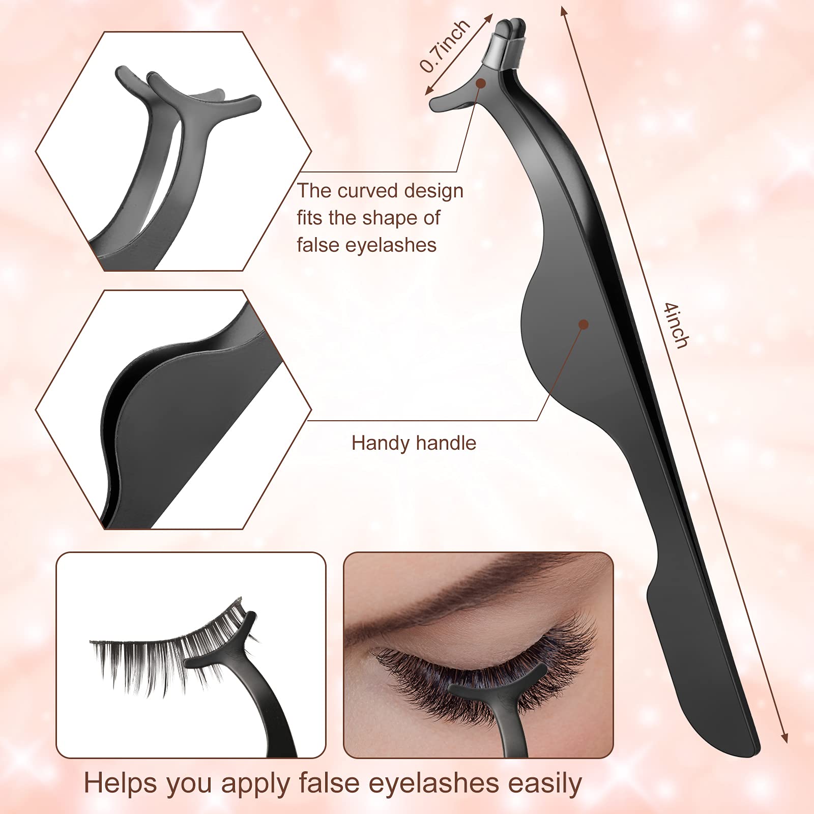 14 Pieces Eyelash Curler Kit Eyelash Comb Eyebrow Brush Tweezers False Eyelashes Applicator Tool Eyebrow Trimmer Silicone Refills Pads for Women(Black and Purple)