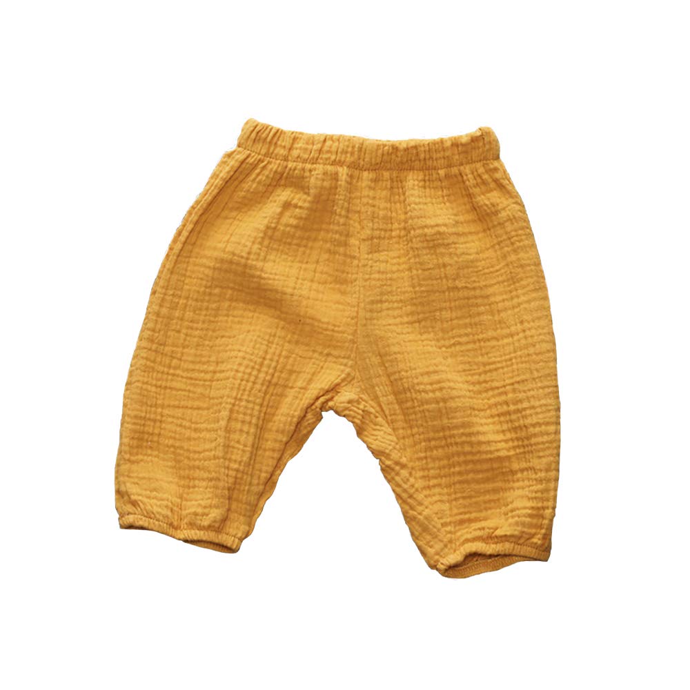 3 Pack Cotton Linen Harem Bloomers Pants for Baby Toddler, Yellow Green Blue, 2T