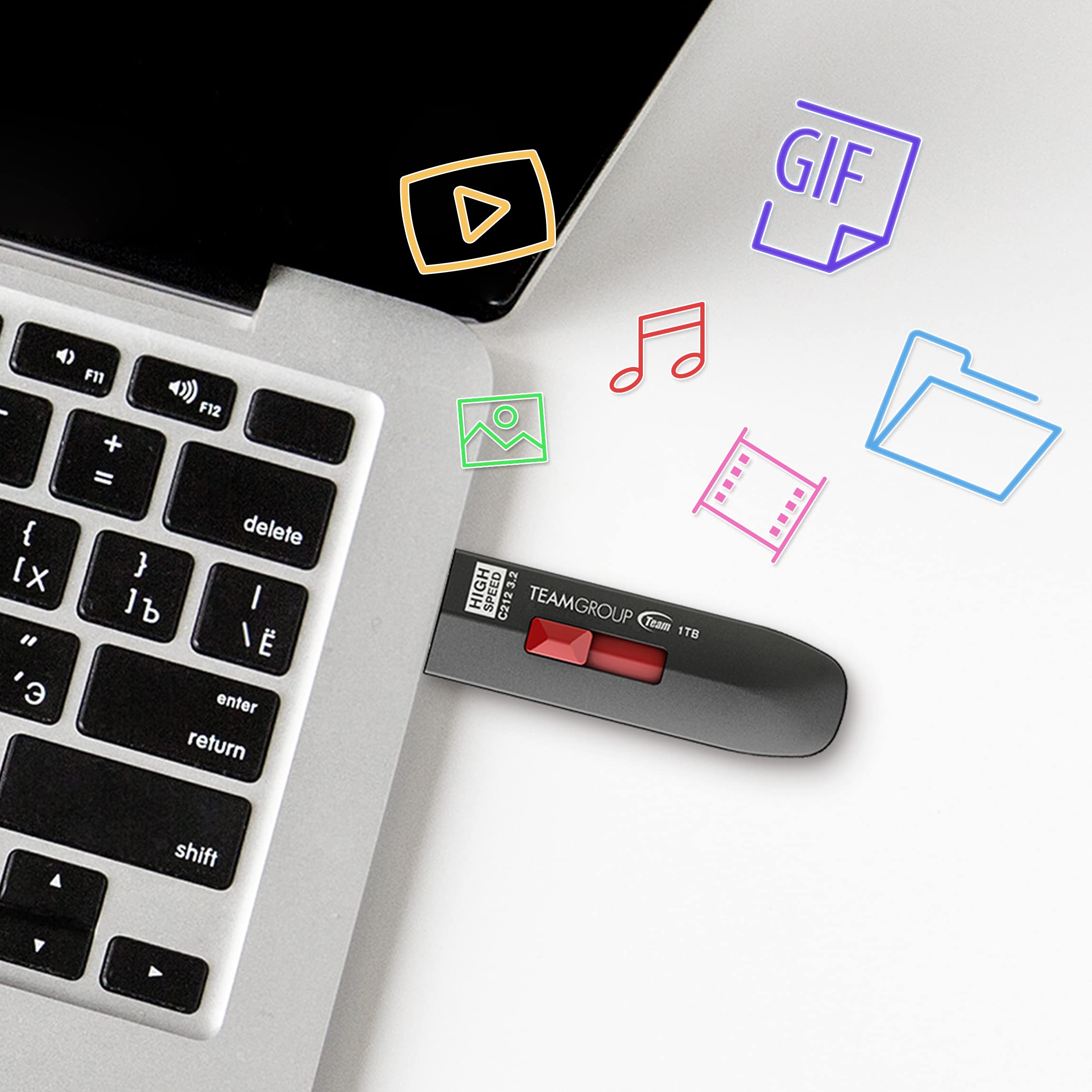 TEAMGROUP C212 Extreme Speed 1TB 1000/800MB/s USB 3.2 Gen 2 Easy Push-and-Pul Flash Thumb Drive External Data Storage Memory Stick Compatible with Computer/Laptop/PS4 PS5 TC21231TBB01