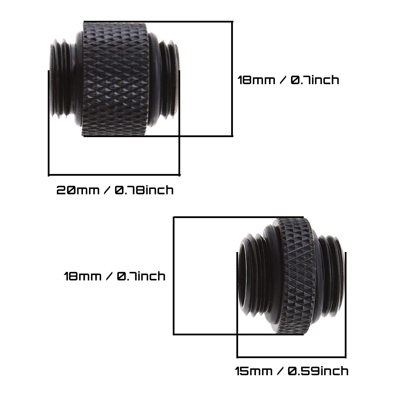 2pcs Black G1/4 Water Cooling Adapter with O- Ring Rubber Water Stop Plug Compatible with Computer Water Cooling System Water Tank and Pump
