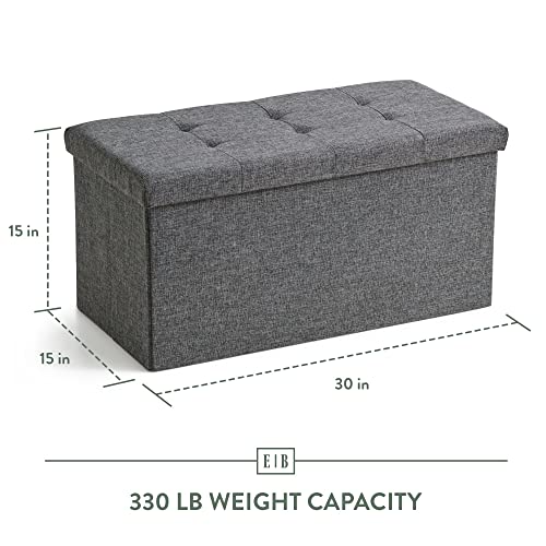 Edenbrook 30 Inch Rectangle Storage Ottoman - Buttonless Tufted Ottoman -Foot Rest-Holds 330 lbs, Grey
