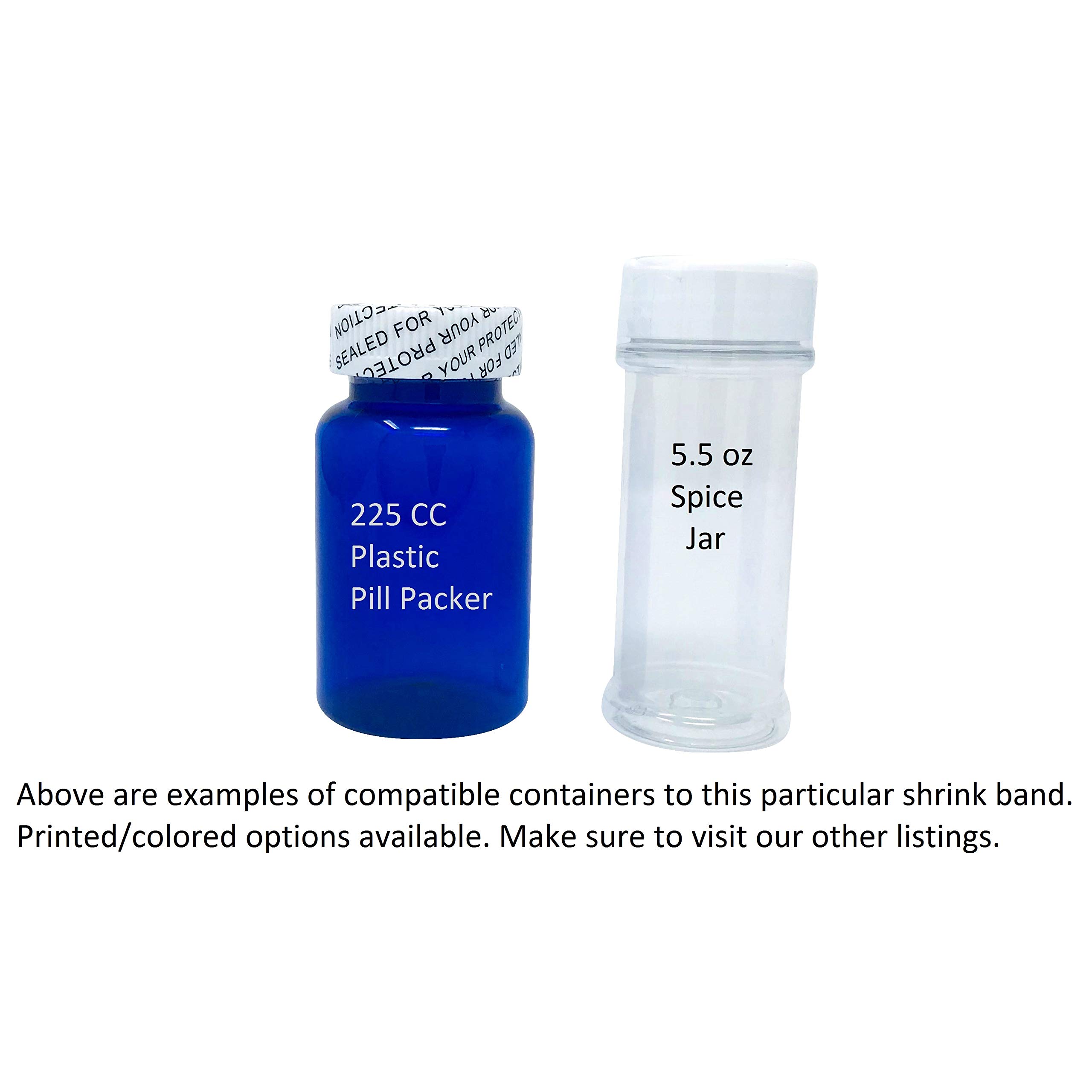 86 x 28 mm Clear Perforated Shrink Band for Spice Jars, Large Packer Bottles, Small Jars and More. [Compatible Diameter Range: 1.85” – 2”] - Bundle of 50