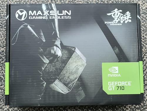 maxsun GEFORCE GT 710 2GB Low Profile Ready Small Form Factor Video Graphics Card GPU Support DirectX12 OpenGL4.5, Low Consumption, VGA, DVI-D, HDMI, HDCP, Silent Passive Fanless Cooling System