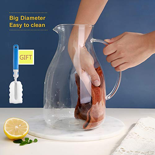 85 Ounces Glass Pitcher with Filter Lid/Water Carafe for Homemade Juice & Iced Tea,Stovetop SafeĀ Beverage Jug