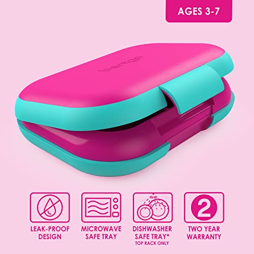 Bentgo® Kids Chill Lunch Box - Leak-Proof Bento Box with Removable Ice Pack & 4 Compartments for On-the-Go Meals - Microwave & Dishwasher Safe, Patented Design, & 2-Year Warranty (Fuchsia/Teal)