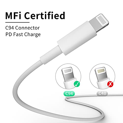 AUDIANO USB C to Lightning Cable [3 Pack], iPhone PD Fast Charging Cord MFi Certified TYPC C Port to iPhone Charging Cord for iPhone 13 12 11 Pro Max Mini X XS