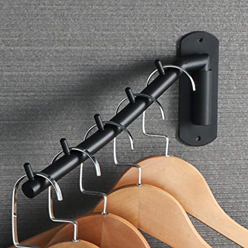 Alise Garment Rack Folding Clothes Hanger Rack Stainless Steel Black Garment Hooks,Clothing and Closet Rod Storage Organizer for Laundry Room Bedrooms Bathrooms,Pack of 2