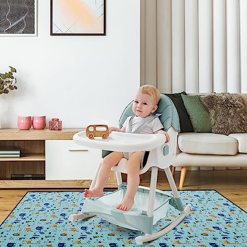 2-Pack Baby Splat Mat for Under High Chair,50โ x 50โ ASKIZ Splash Mat, Waterproof and Washable Spill Mat for Kids, Anti-Slip Floor Square Playtime Mats for Under Toddler Table