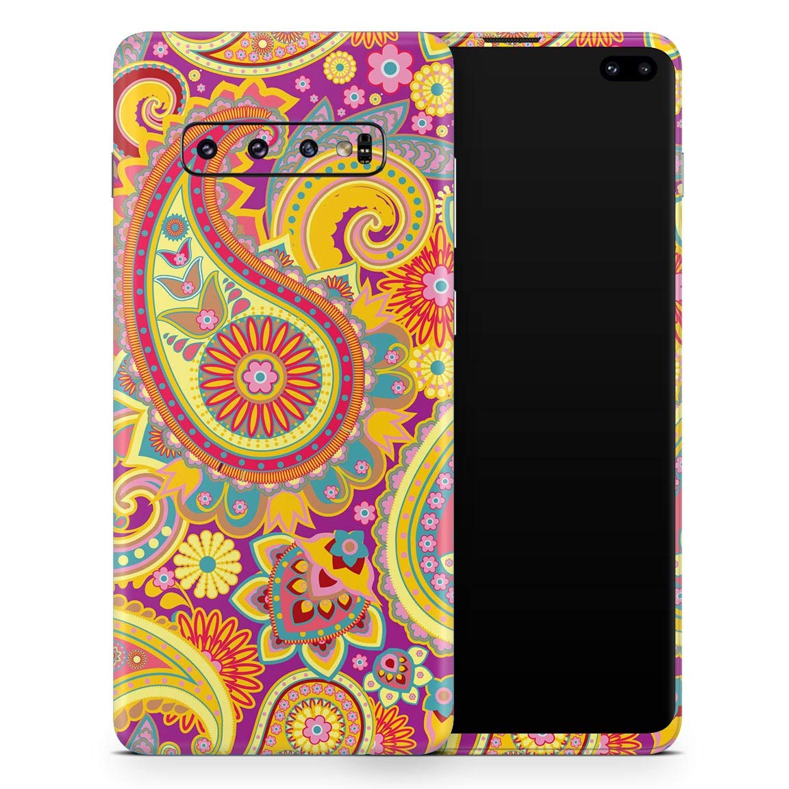 DesignSkinz Neon Orange Paisley Pattern Protective Vinyl Decal Wrap Skin Cover Compatible with The Samsung Galaxy S20 (Screen Trim & Back Glass Skin)