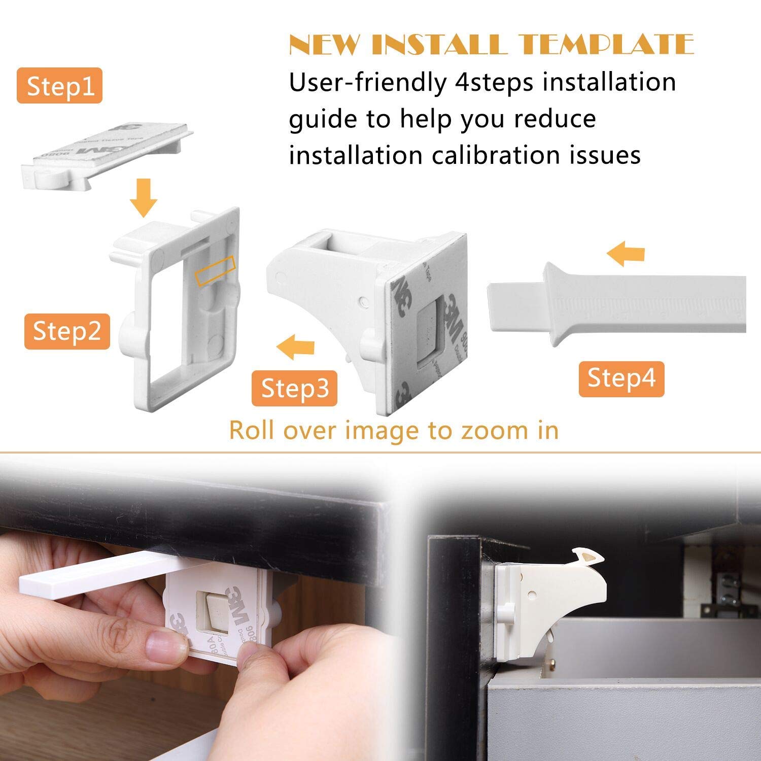 32 Locks Magnetic Cabinet Locks - 4 Magnet Keys bundle with 38 Pack Outlet Covers - 70 Pack Child Safety Kit