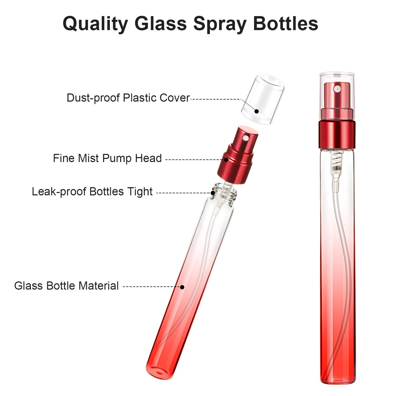 18 Pieces Mini Perfume Spray Bottles 10 ml Colorful Glass Fine Mist Sprayer Empty Spray Bottles Refillable Container Perfume Atomizer for Cleaning, Essential Oil, Liquid, 6 Gradient Colors