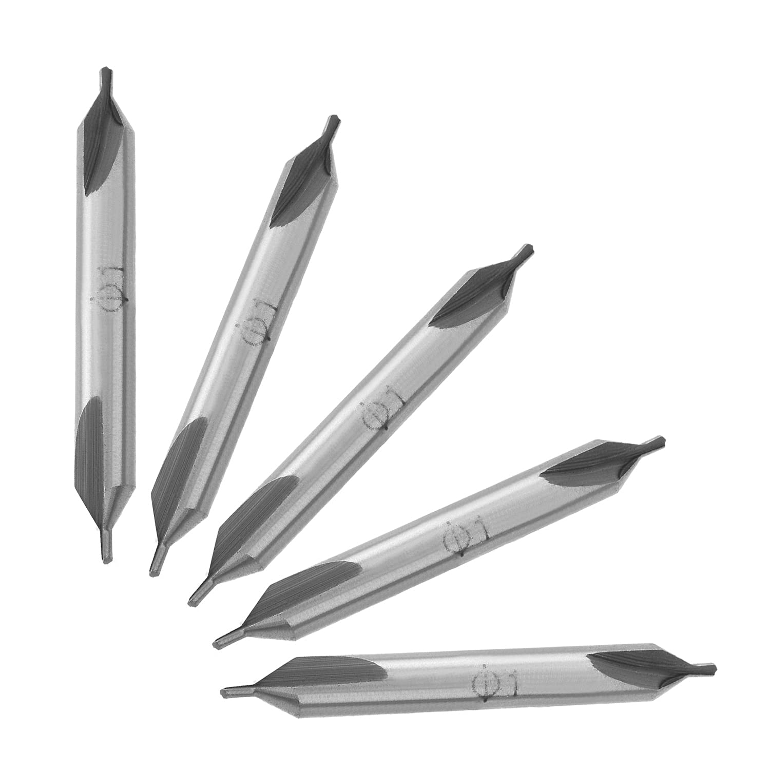Auniwaig 10pcs Center Drill HSS-6542 Countersink Lathe Bit Mill Tool, 1mm x 3mm Combined Drills Plain Type A, Combined Countersinks Drills Set Tool Silver