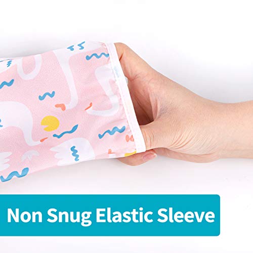3 Pcs Long Sleeved Bib Set | Baby Waterproof Bibs with Pocket Bundle | Toddler Bib with Sleeves and Crumb Catcher | Stain and Odor Resistance Play Smock Apron - Pack of 3 | 6-24 Months