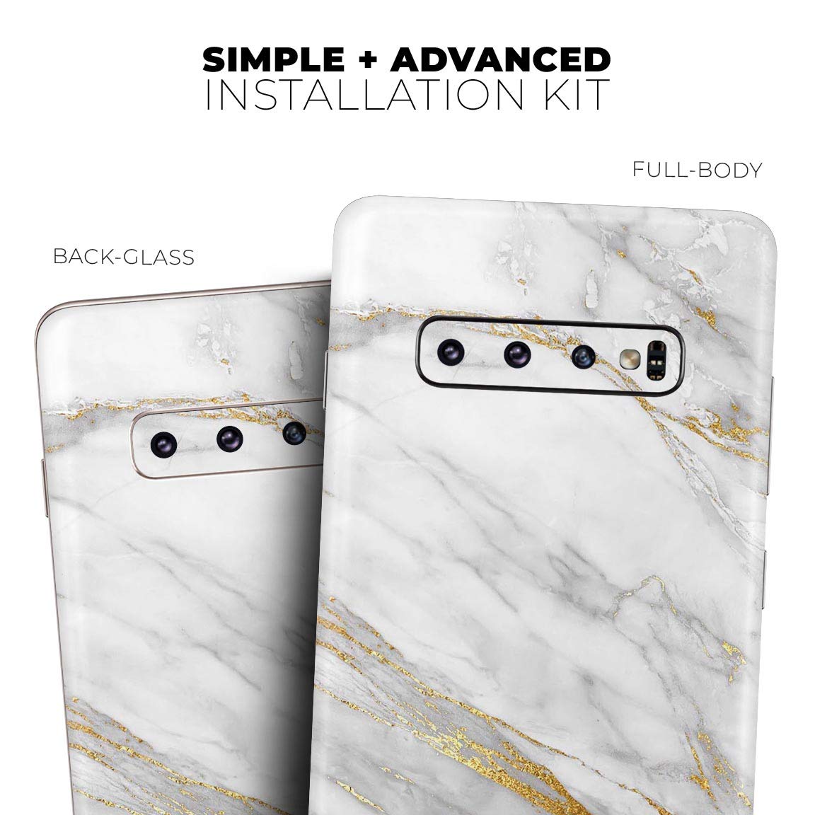 DesignSkinz Marble & Digital Gold Foil V4 2 Protective Vinyl Decal Wrap Skin Cover Compatible with The Samsung Galaxy S20 (Screen Trim & Back Glass Skin)