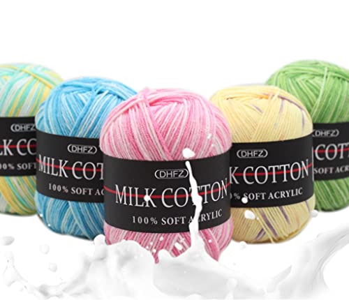 2 Balls Total 100g Milk Cotton Yarn Soft Warm Baby Yarn Space Dyed Gradually Changing Color Knitting Yarn Sweater Scarf Crochet Yarn (07-Gray)
