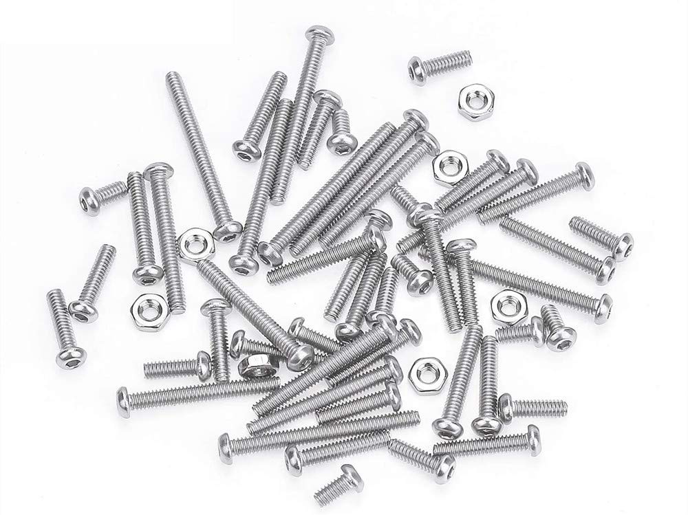 Guard4U 300Pcs Metric M2.5 304 Stainless Steel Button Head Hex Socket Cap Bolts Screws Nuts Assortment Kit- M2.5 x 4mm/ 6mm/ 8mm/ 10mm/ 12mm/ 14mm/ 16mm/ 18mm/ 20mm