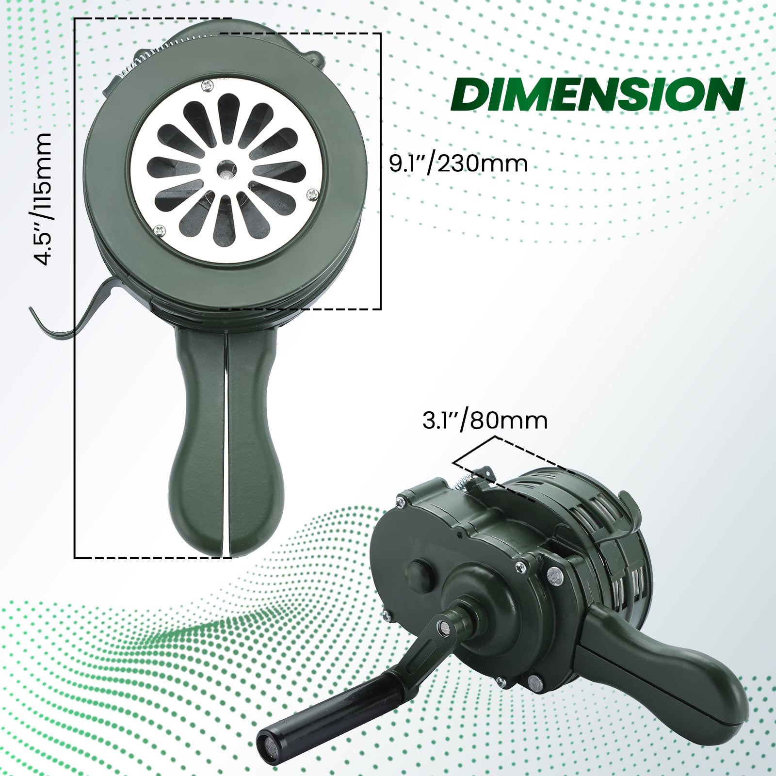MAOPINER Handheld Air Raid Siren, 110db Hand Loud Crank Operated Air Raid Siren Home Self Protection Security Alarm Siren Aluminum Alloy Crank, Hand Crank Siren