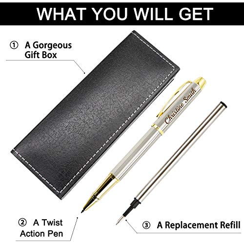 Personalized Pens Custom Engraved Pen with Name, Refillable Medium Refill, Personalized Gifts for Men Women
