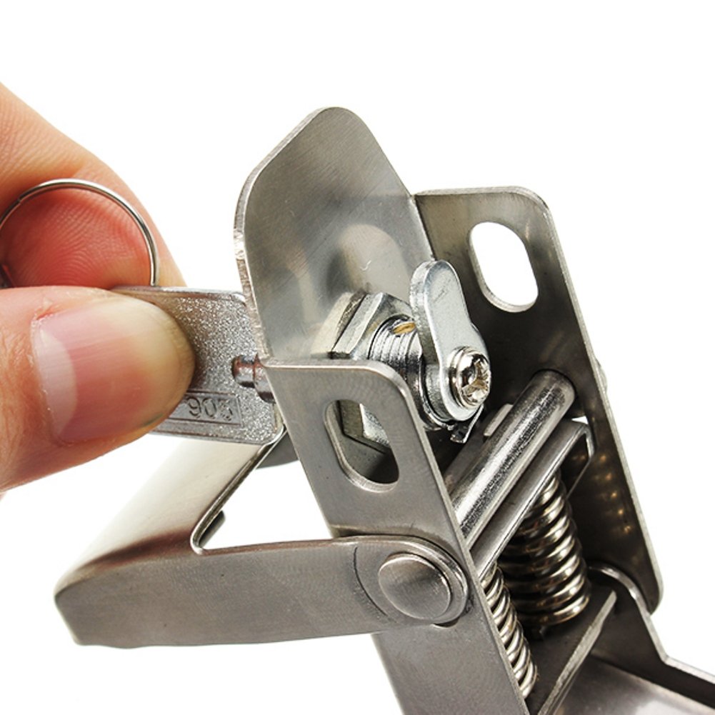 304 Stainless Steel Concealed Toggle Latch Safety Catch Key Locking Spring Loaded Zevenmart