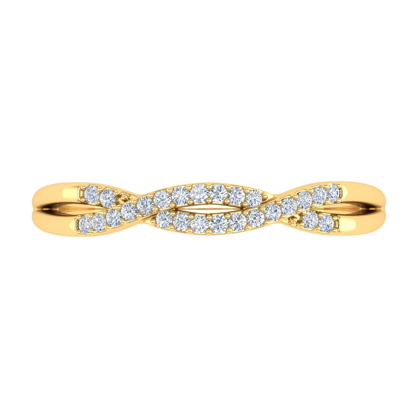 1/10 Carat (ctw) 10K Yellow Gold Diamond Ladies Swirl Stackable Anniversary Ring (Ring Size 8) (I1-I2 Clarity)