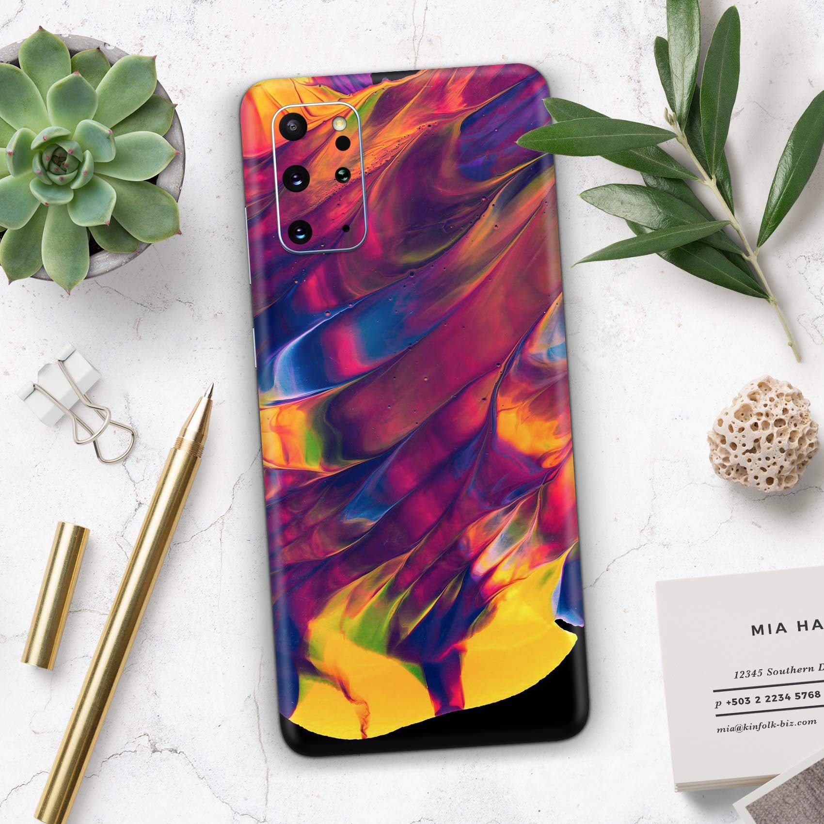 DesignSkinz Liquid Abstract Paint V78 Protective Vinyl Decal Wrap Skin Cover Compatible with The Samsung Galaxy S20 (Screen Trim & Back Glass Skin)