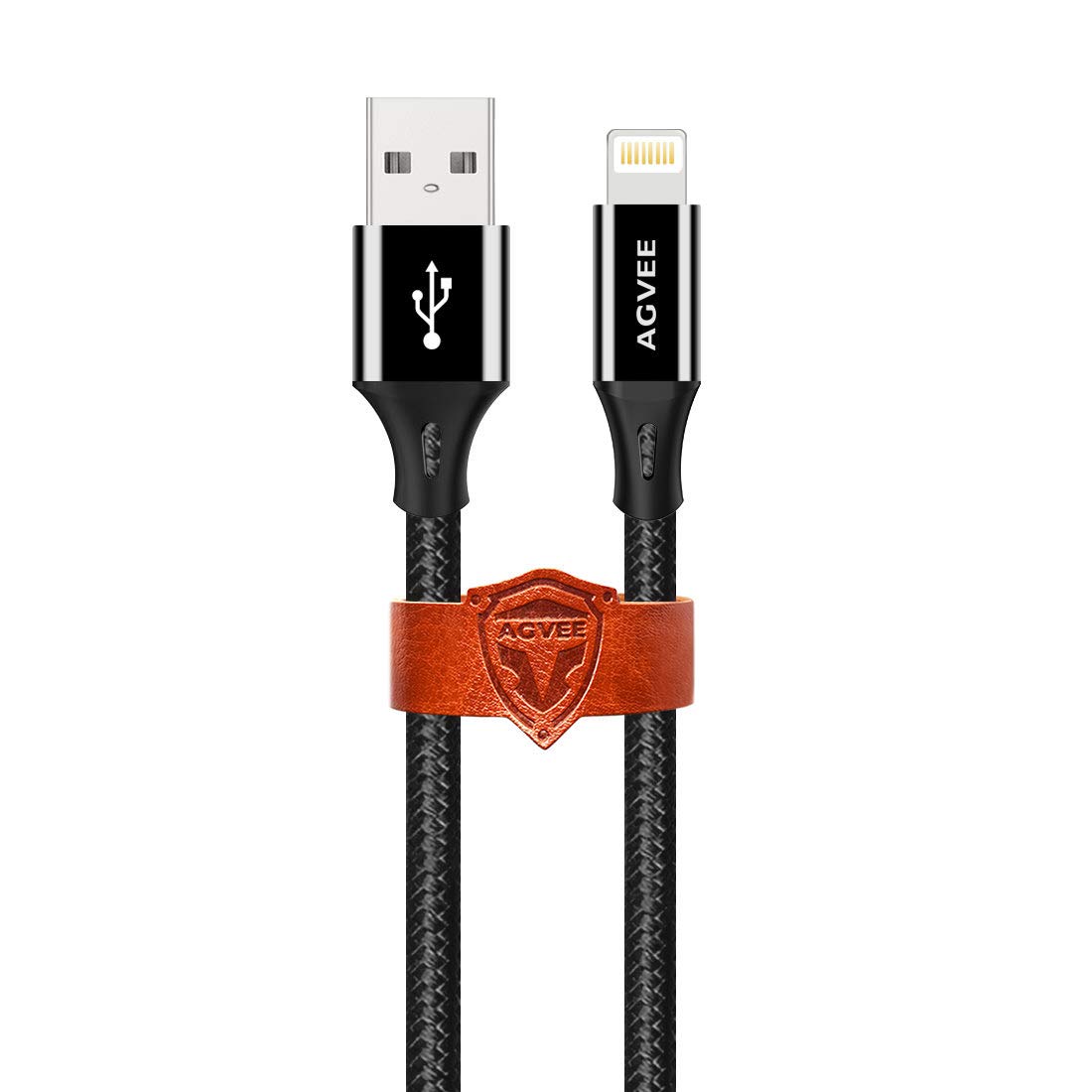 AGVEE 2 Pack 15ft Extra Long Charger for iPhone, Braided Lightning Cable, Heavy Duty Fast Charging Cord, End Tip Unbreakable for iPhone 11 Pro Max X XS XR, 10 8 7 6 6S, Case Friendly, Black