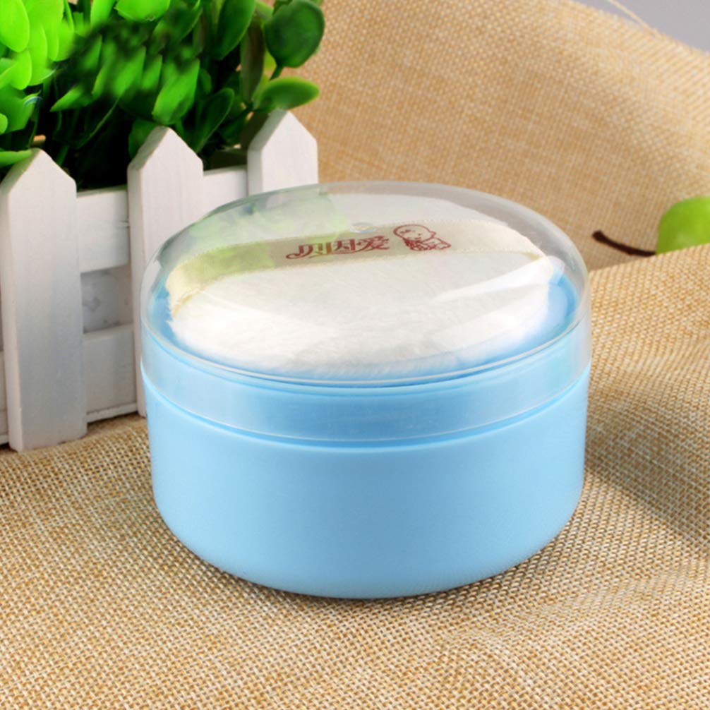 Powder Puff 2 Pcs Powder Puff Case Portable Empty Body Powder Container Dispenser Case with Sifter and Powder Puffs for Infant Baby Newborn Baby Puffs