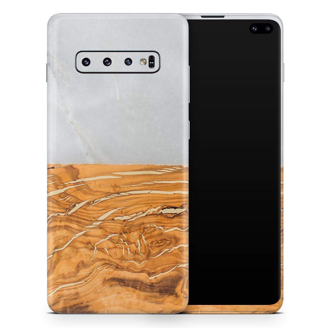 DesignSkinz Marble & Wood Mix V1 2 Protective Vinyl Decal Wrap Skin Cover Compatible with The Samsung Galaxy S20 (Screen Trim & Back Glass Skin)