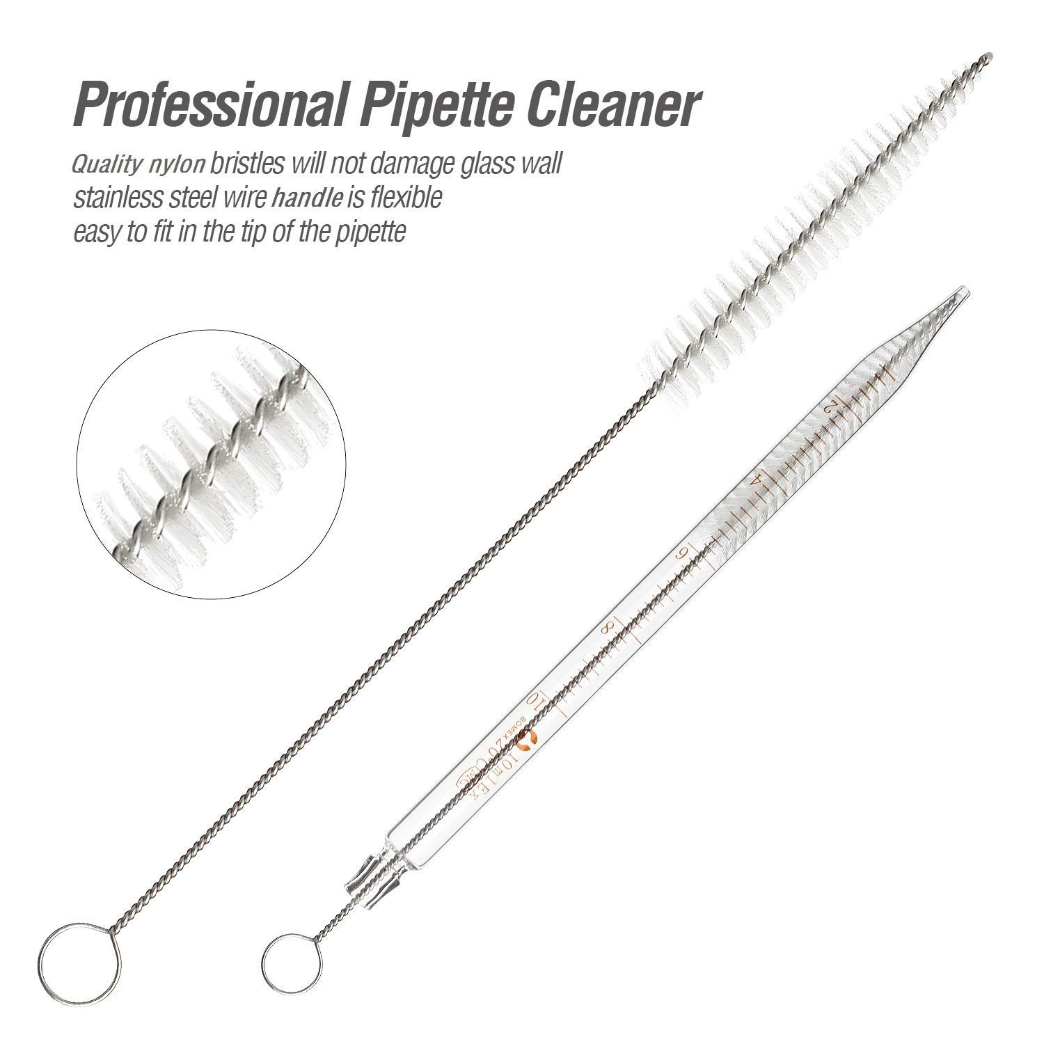 2Pcs Glass Graduated Dropper Pipette for Liquid Essential Oil, 10ml Lab Dropper Pipettes Transfer with Rubber Cap and 1Pc Cleaning Brush