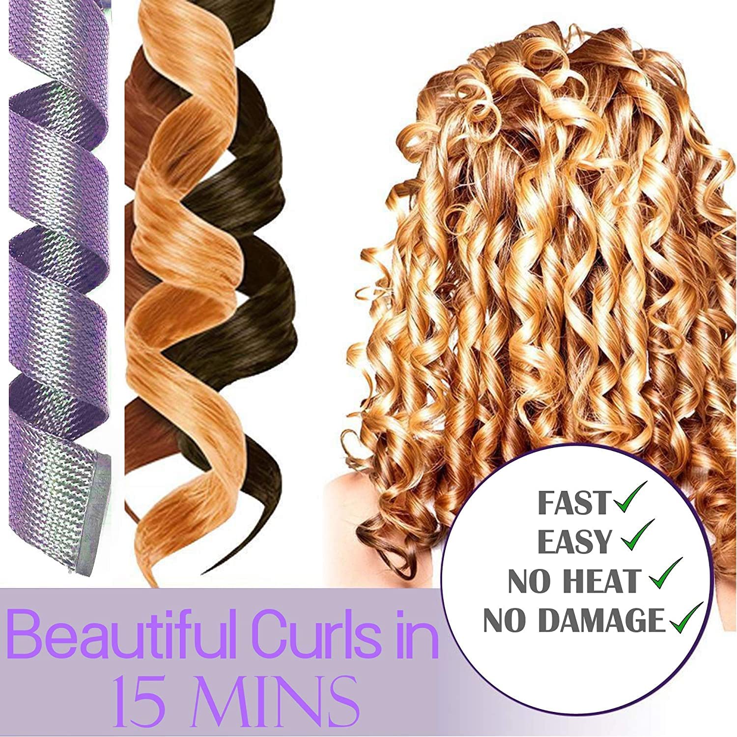 40 PCS Magic Hair Curlers Curls Styling Kit, DIY No Heat Hair Curlers for Extra Long Hair up to 18" (45 cm) - Organic Labs