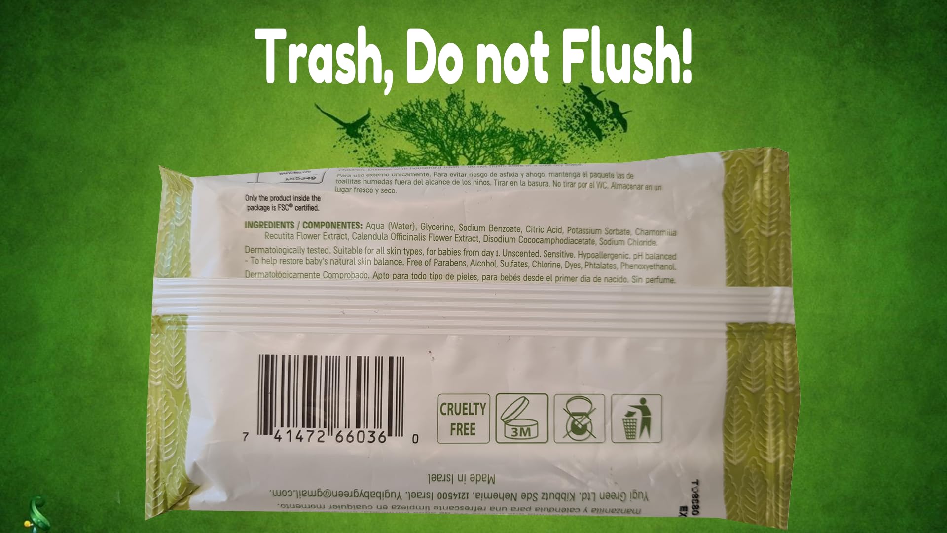 Baby Green Wipes Unscented compostable Organic Biodegradable – Travel Pack (12 Packs of 20) 240 for Sensitive Skin