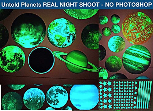 195+PCS Glow in The Dark Planets for Ceiling Decorations, Star Stickers Sun, Moon Pluto Wall Stickers for Kids, Boys Room Decor, Wall Decals Christmas Gift