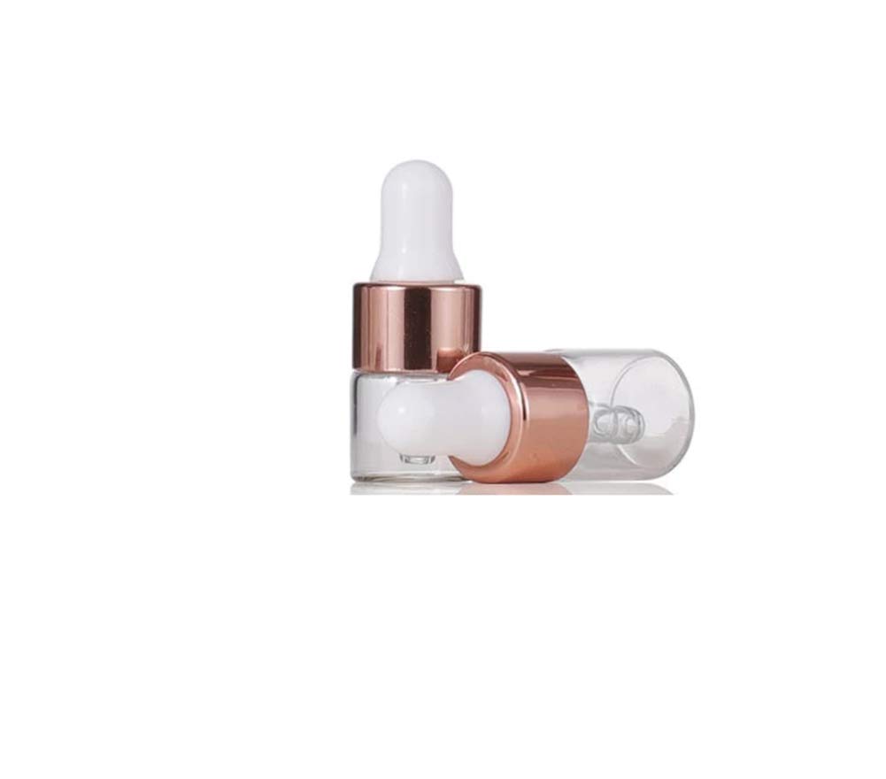 30 Pcs Clear Glass Dropper Bottles Essential Oil Sample Bottles Perfume Vials Liquid Cosmetic Containers Glass Eye Dropper Bottles With Rose Gold Lids (2ml)