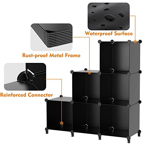 HOMIDEC Cube Storage Organizer 16-Cube Storage Shelf, Closet Organizer for Garment Racks, Closet Organizers and Storage with Metal Hammer, Bookshelf for Kids, (48.4 L x 12.2 W x 48.4 H Inches),Black