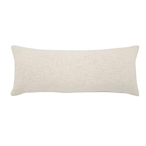 LR Home Beverly Fringed Solid Lumbar Throw Pillow, 1 Count (Pack of 1), Cream
