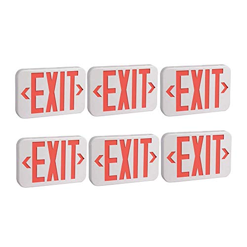 AmazonCommercial LED Emergency Exit Sign with Double Face and Battery Backup, UL Certified - 6-Pack