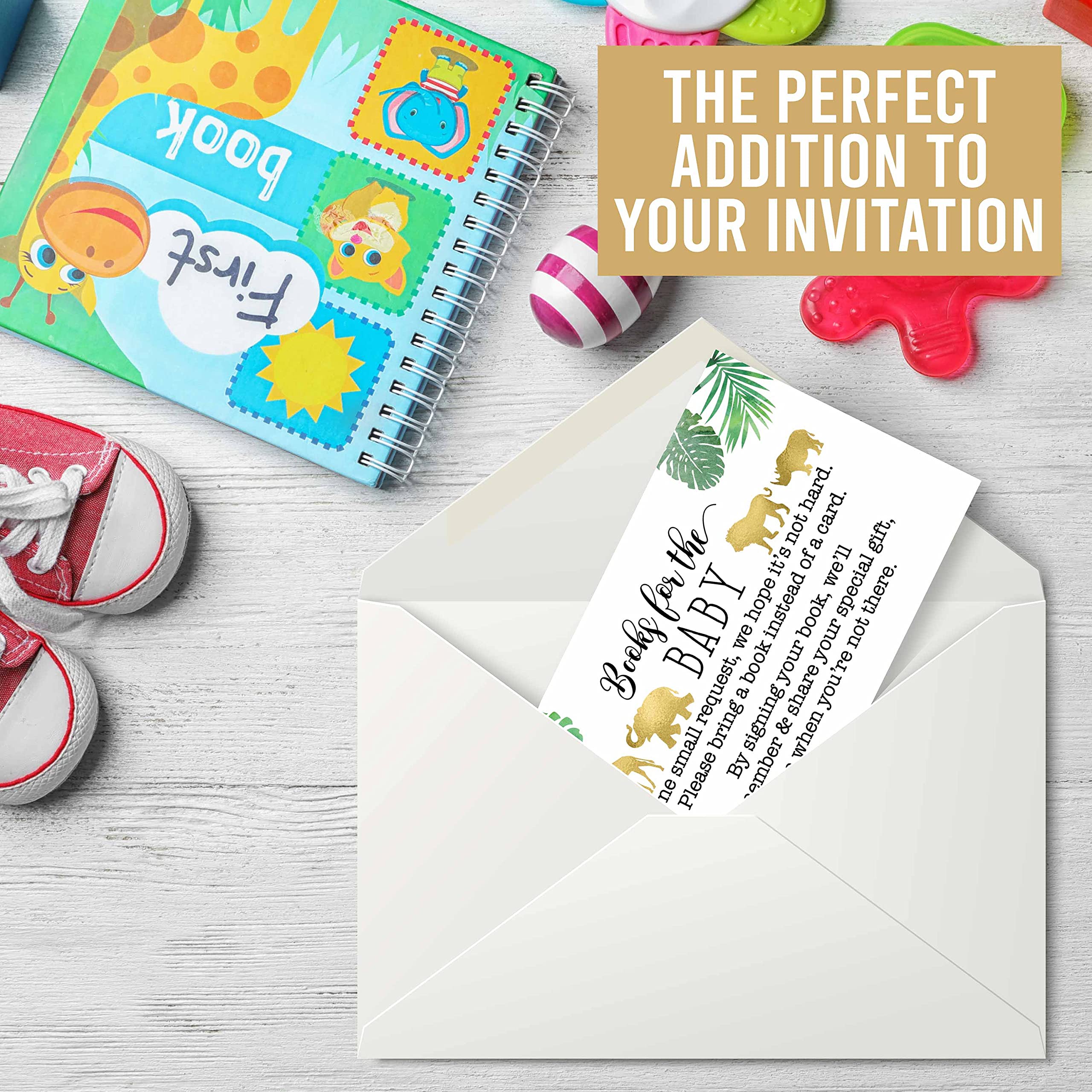 25 Book Request Baby Shower Guest Book Alternative - Safari Baby Shower Invitation Inserts, Books For Baby Shower Request Cards, Bring A Book Instead Of A Card, Baby Shower Book Request