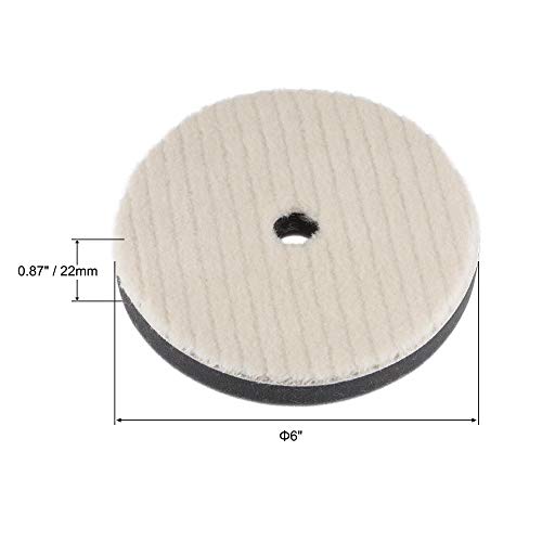 uxcell 6" Wool Felt Sponge Polishing Pad Hook and Loop Buffing Wheel with Hole Coarse Polishing for Orbital Polisher Buffer 2 Pcs
