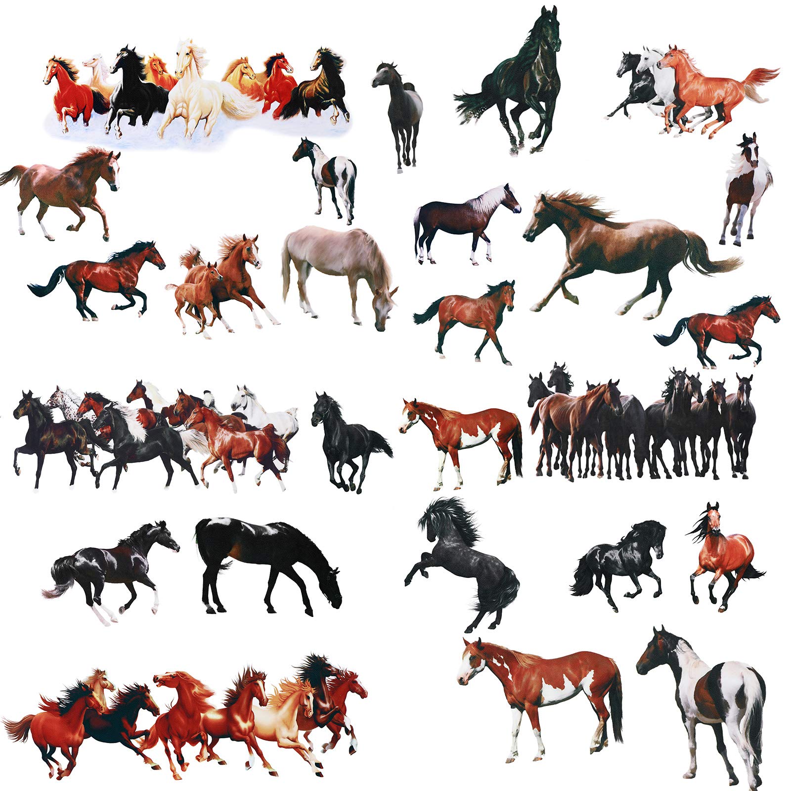 30 Pieces Horse Wall Decals Wild Horse Decor Stickers Wall Decals for Decoration, 11.8 by 7.8 Inch