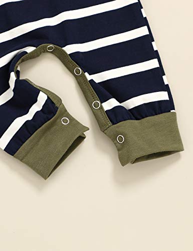 Infant Newborn Baby Boy Clothes Stripe Cotton Romper Long Sleeve Jumpsuit Hat Baby Boys Fall Winter Outfit