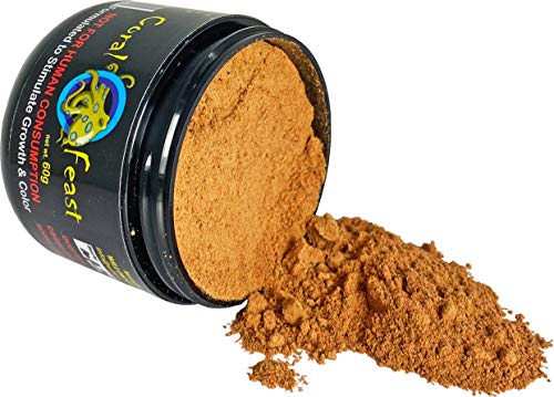 Coral Feast Powdered Quality Coral Food - Improves Color and Growth of Your Coral Reef Aquarium - Natural Ingredients with Zero Fillers (30G) Reef Food for Coral Feeding | Marine Aquarium Food