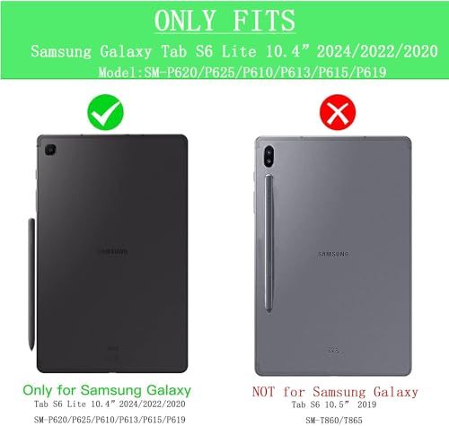 Keyboard Case for Samsung Galaxy Tab S6 Lite 10.4" 2024/2022/2020, Smart case with 7color Backlight Detachable Wireless Keyboard Cover with S Pen Holder (S6 LITE)