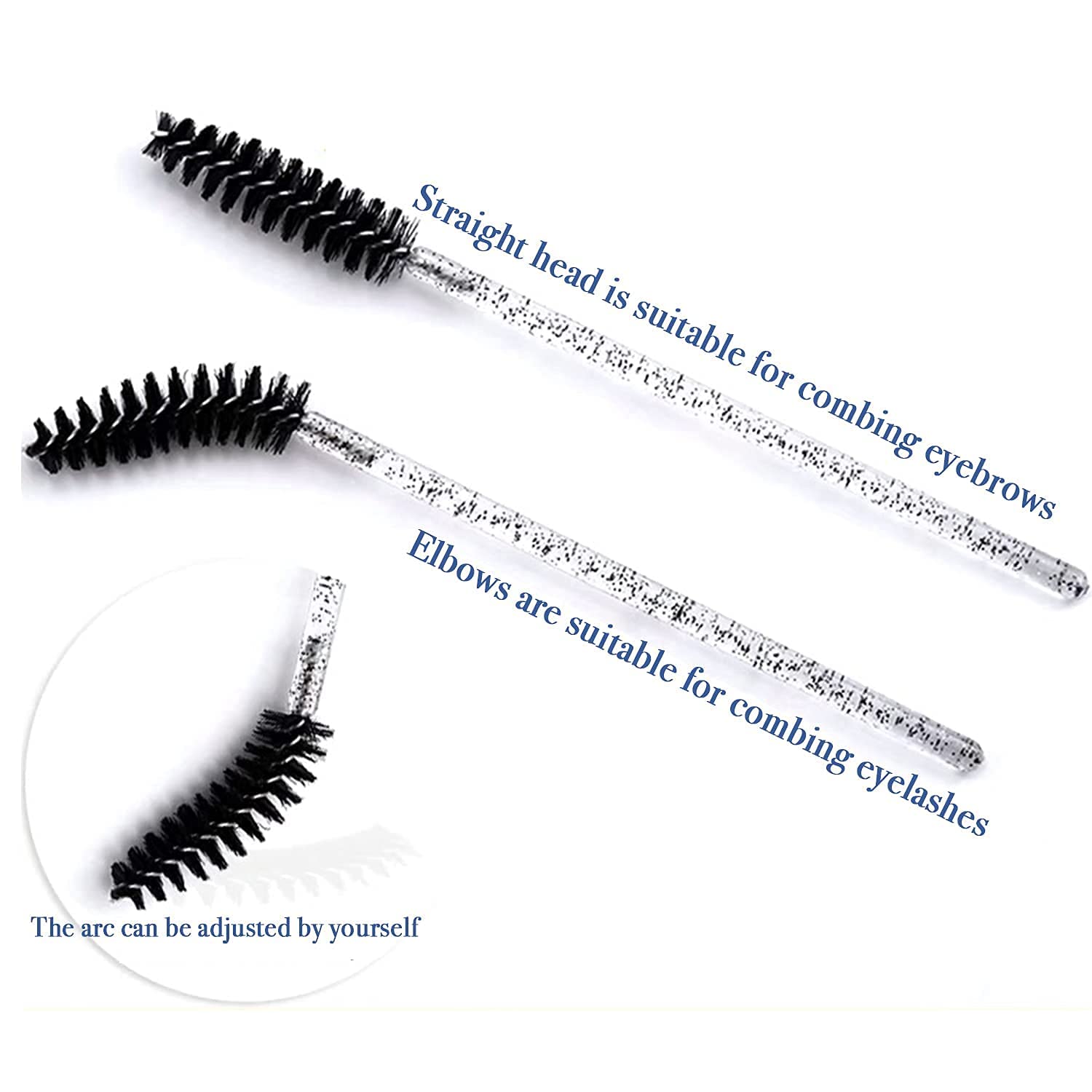 300Pcs Disposable Eyelash Mascara Brushes for Eye Lashes Extension Eyebrow and Makeup for Eye Lash Extension, Eyebrow and Makeup Crystal 6 Colors(Colorful)