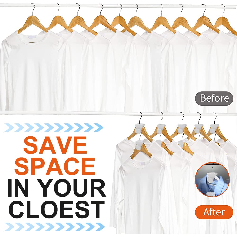 18 Pcs Space Saving Hanger Hooks, Clothes Hanger Connector Hooks to Create Up to 5X More Closet Space, AS SEEN ON TV, Heavy Duty Cascading Hanger Hooks for Organizer Closet, Fits All Hangers, White