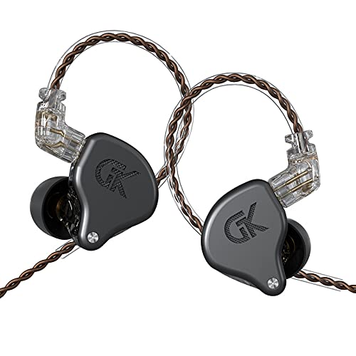 G.K Earbuds Wired Headphone with Microphone 7BA+1DD Hybrid Driver Stereo Bass Noise Cancelling IEM Earphone 3.5mm Jack with Detachable Audio Cable for Musicians DJ Guitarists Sport Gaming (Black)