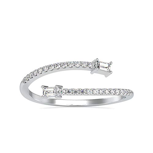 1/5 Carat Baguette Cut and Round Natural Diamond Adjustable Bridal Band Ring for Women in 14k Yellow Gold (I-J, SI1-SI2, cttw) Wedding Jewelry Size 8.5 by VVS Gems