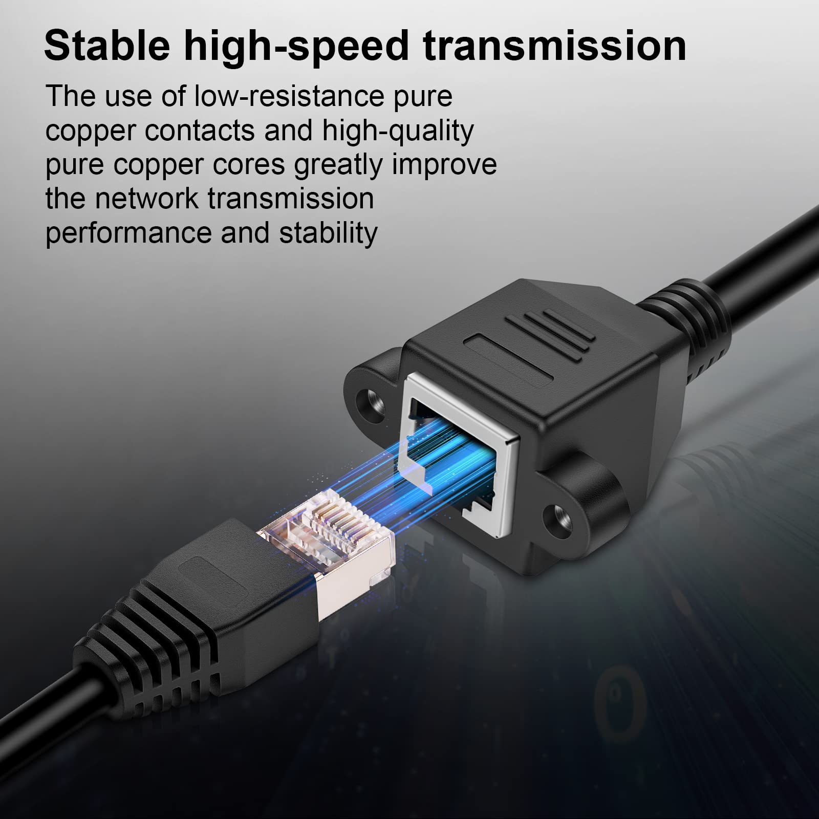 iGreely Ethernet Extender 2Pack RJ45 Male to Female Screw Panel Mount Cat6/Cat5e/Cat5 Ethernet LAN Network Extension Cable 2ft/60cm CAT6